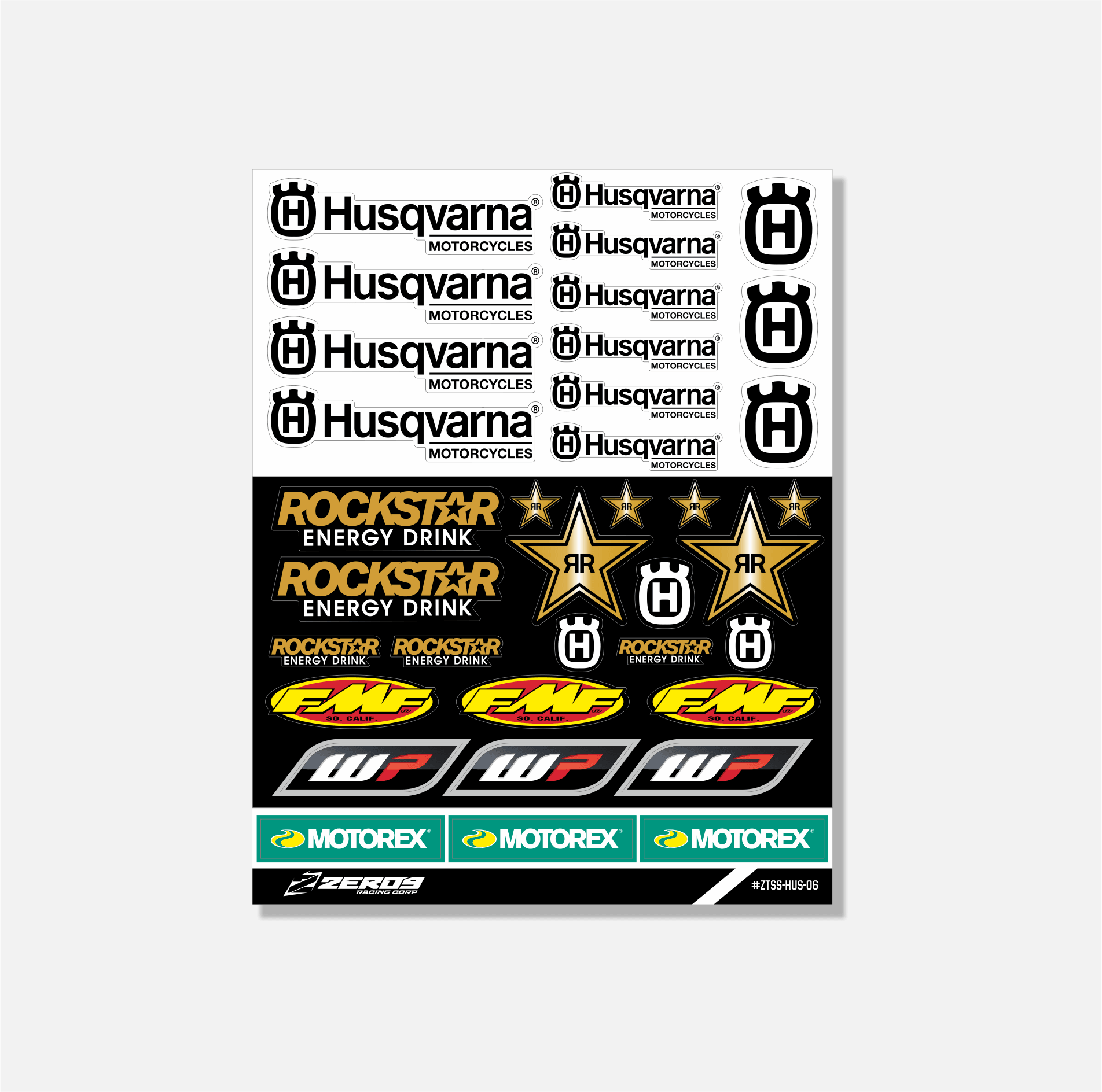 Husqvarna Sticker Sheet 06 | 36 Die-Cut Stickers | ZERO9 MX Graphics