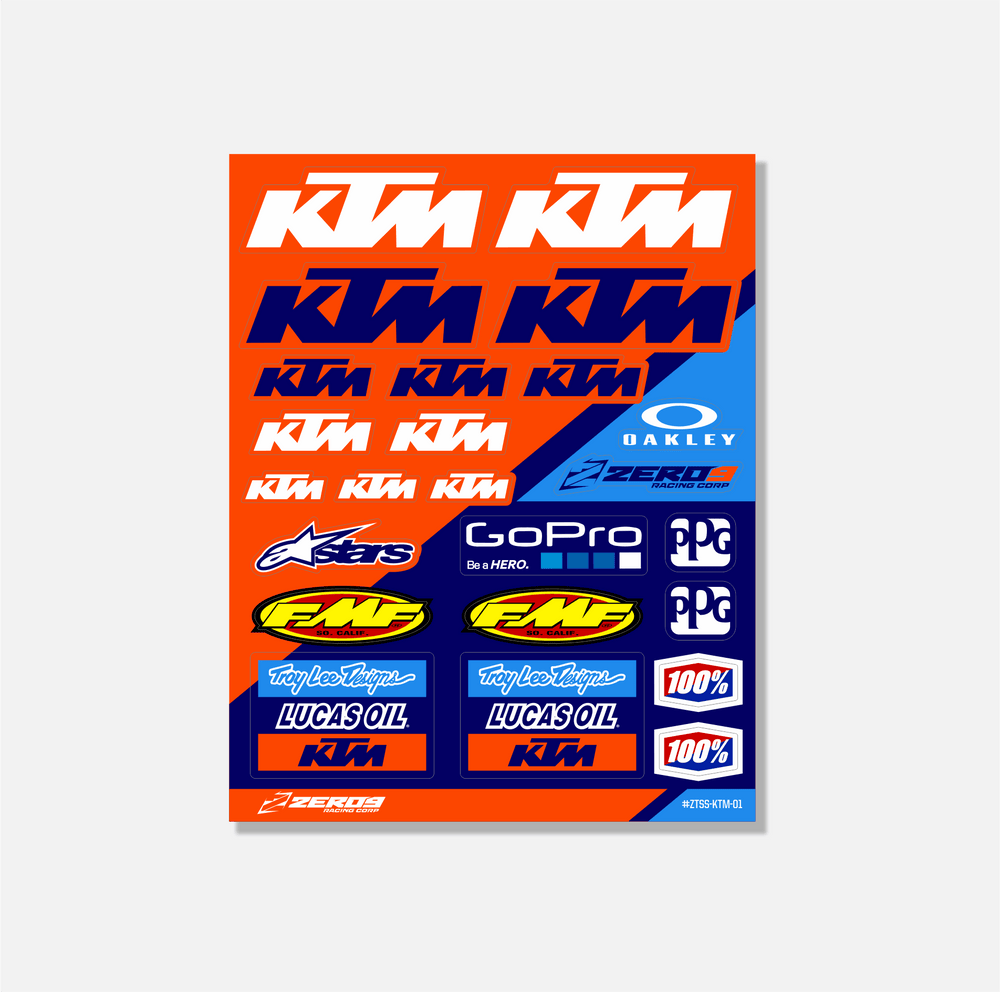 KTM Sticker Sheet 01 | 24 Die-Cut Stickers | ZERO9 MX Graphics